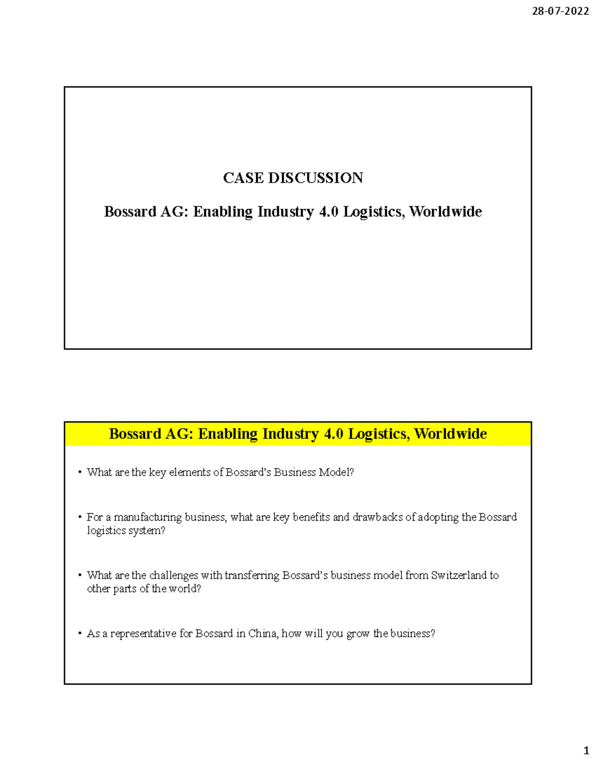 Bossard Case - Actions and implementations - CASE DISCUSSION BossardAG ...