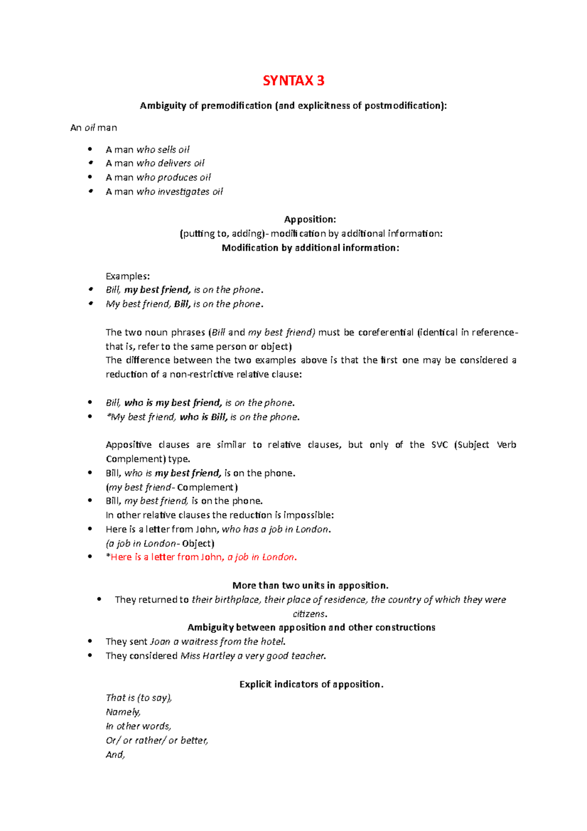 Syntax 33 - SYNTAX 3 Ambiguity of premodification (and explicitness of ...