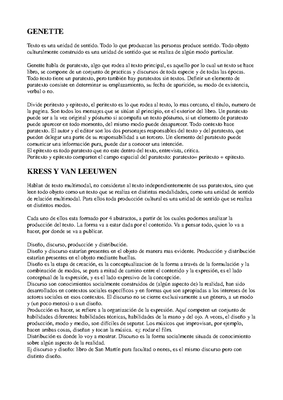 Unidad 2. El texto y su organización. - GENETTE Texto es una unidad de ...