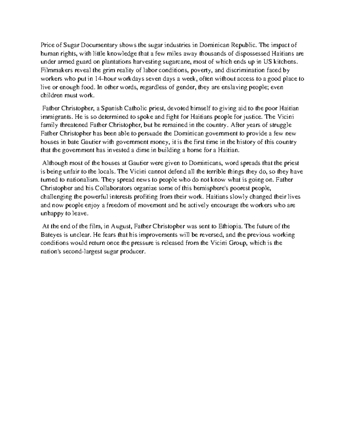 Bill’s Documentary scrutinizes the sugar industry - Price of Sugar ...