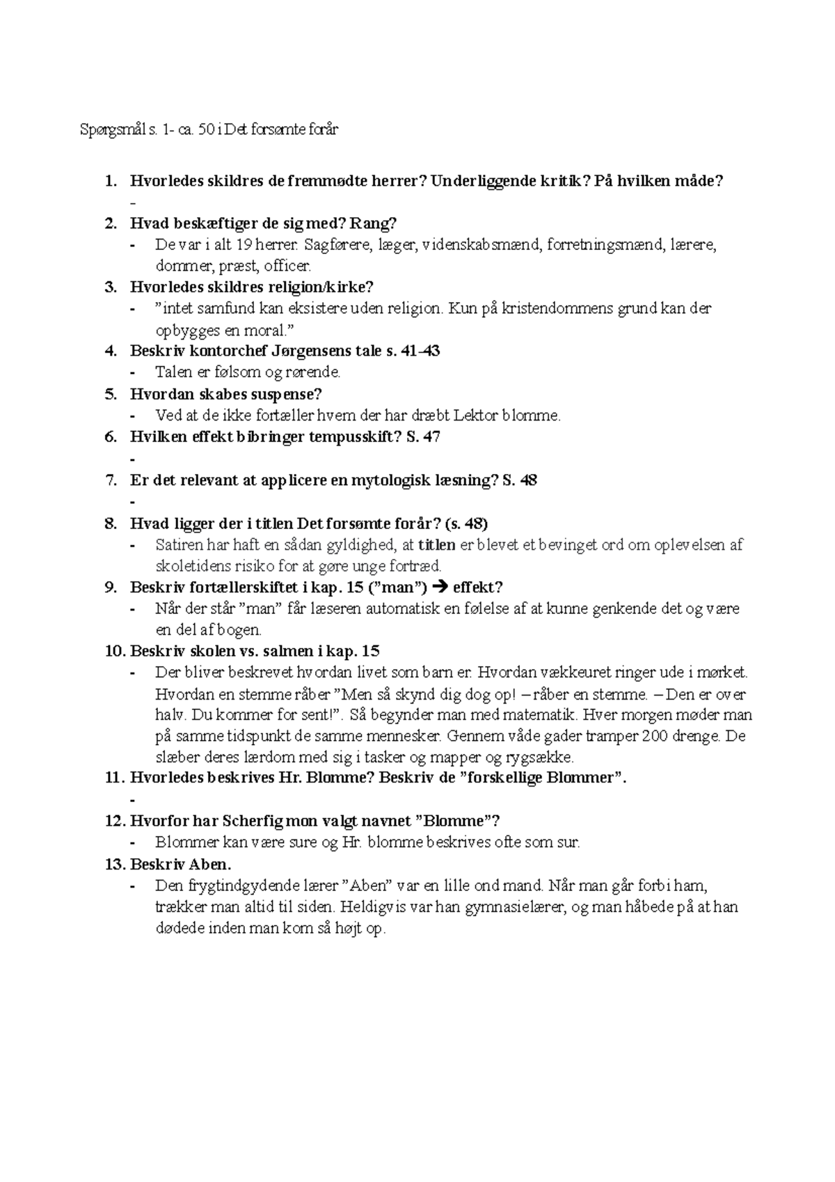 DFF - :)B - Spørgsmål s. 1- ca. 50 i Det forsømte forår Hvorledes ...