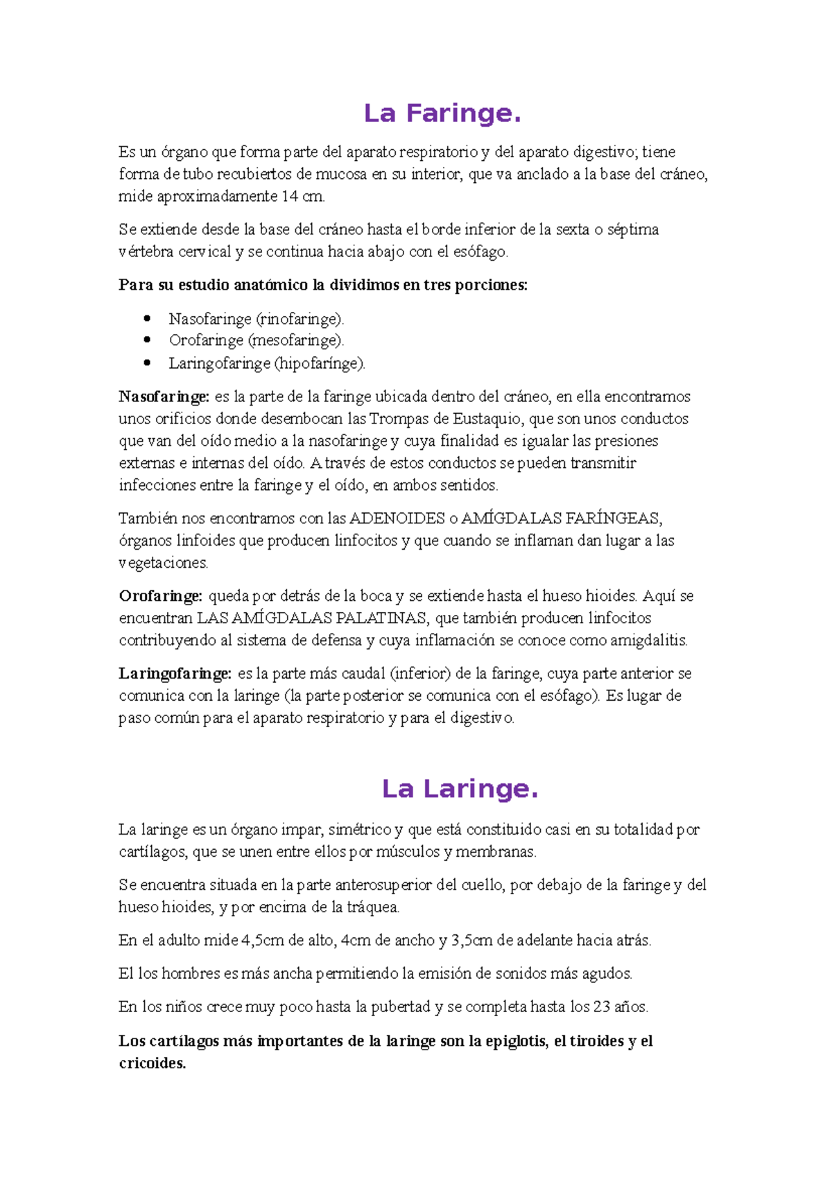 La Faringe - vvvvvvvvvvvvvvvvv - La Faringe. Es un órgano que forma ...