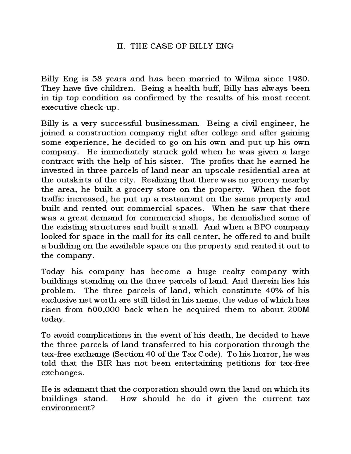 2 Billy Eng - An application of estate planning. - II. THE CASE OF ...