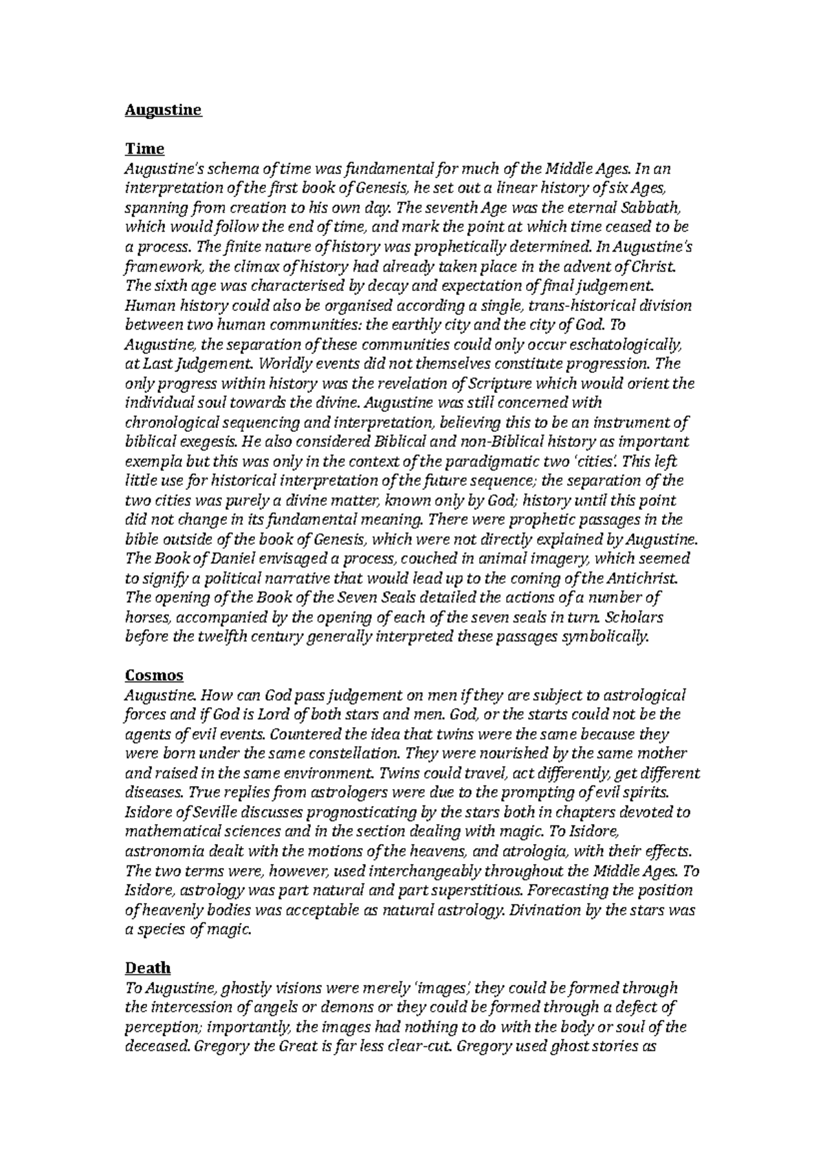 Augustine on Time, Man, Animals - Augustine Time Augustine’s schema of ...