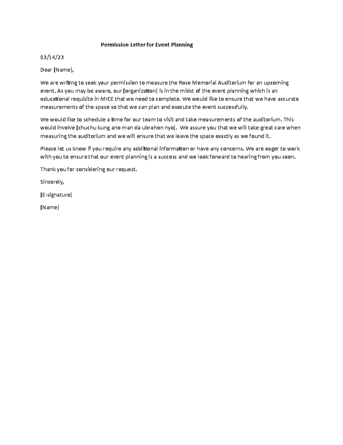 Event planning ni bebe drey - Permission Letter for Event Planning 03 ...