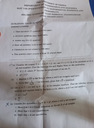MATH 1100 TEXT BOOK - UNIVERSITY OF ZAMBIA SCHOOL OF NATURAL SCIENCES ...