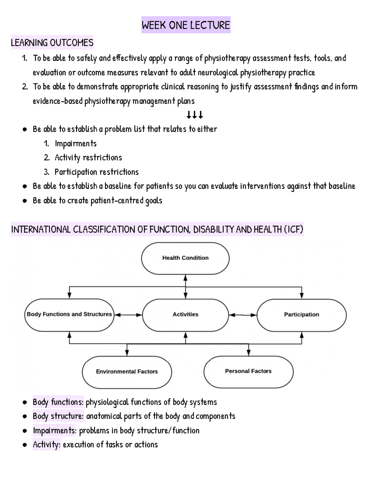 PHS318 MOD 1 LEC - weeks 1,2 and 3 lecture notes - WEEK ONE LECTURE ...
