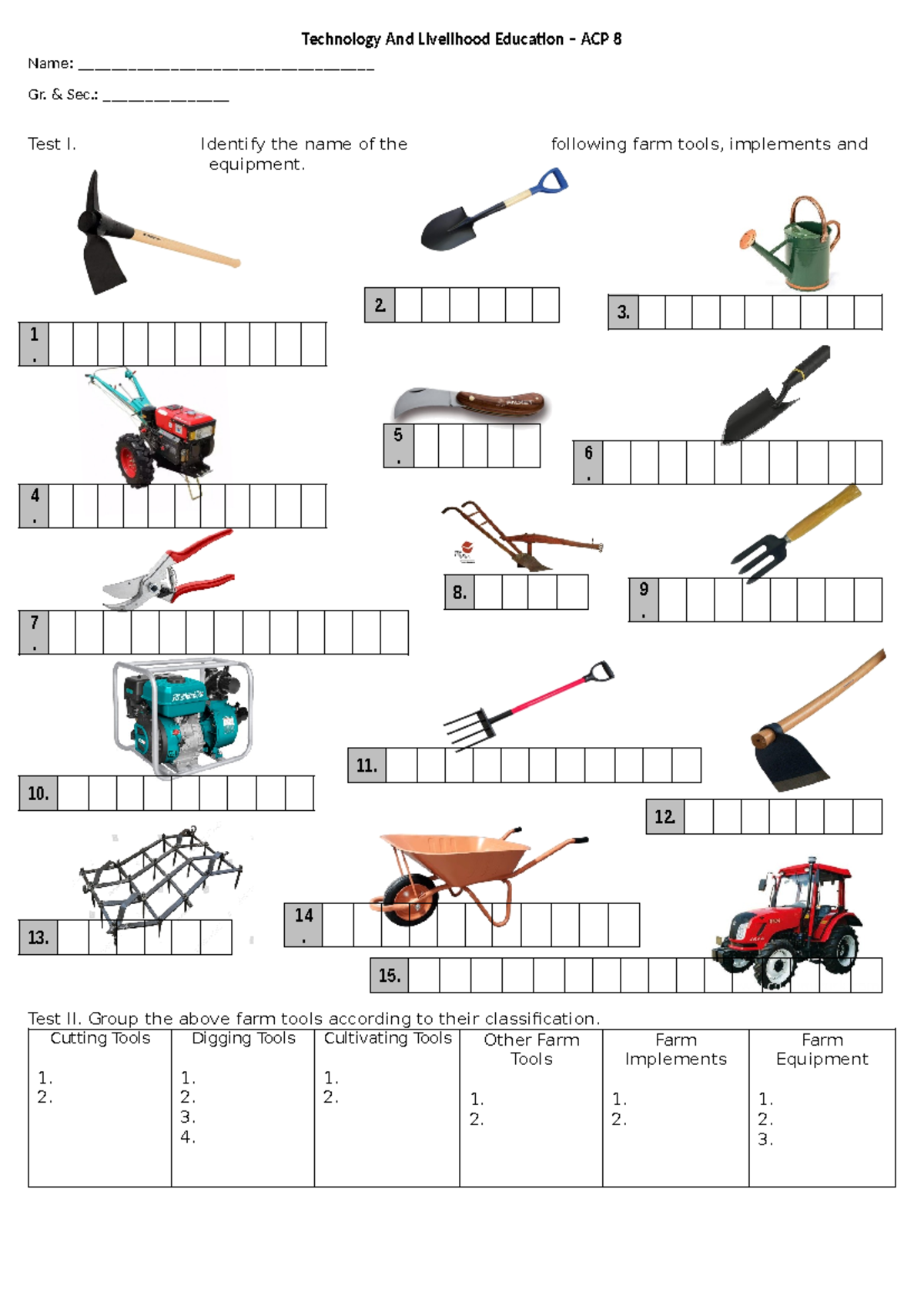 QUIZ - FARM Tools - QUIZ - Technology And Livelihood Education – ACP 8 ...