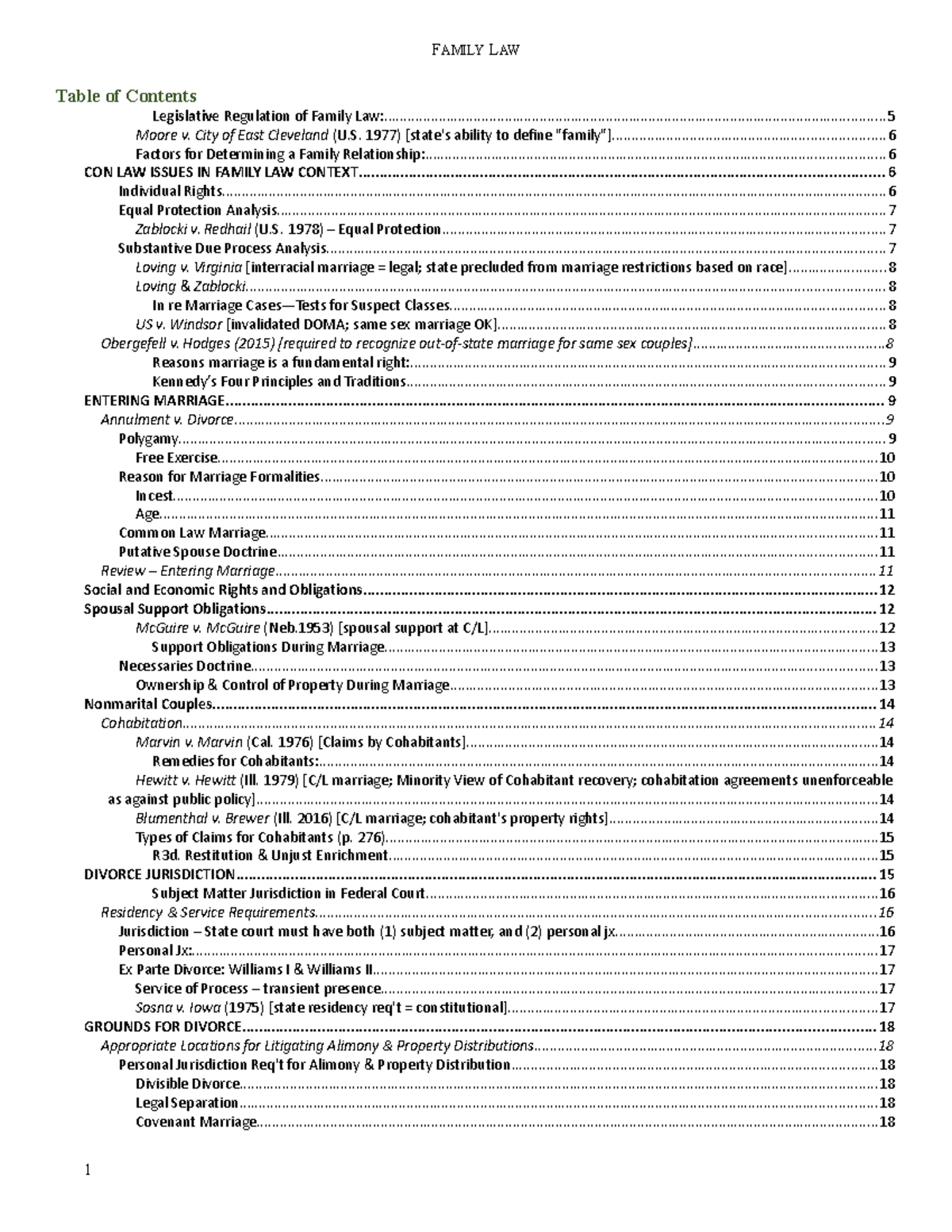 Family Law Outline v2 - FAMILY LAW If have personal jx, → Family Law ...