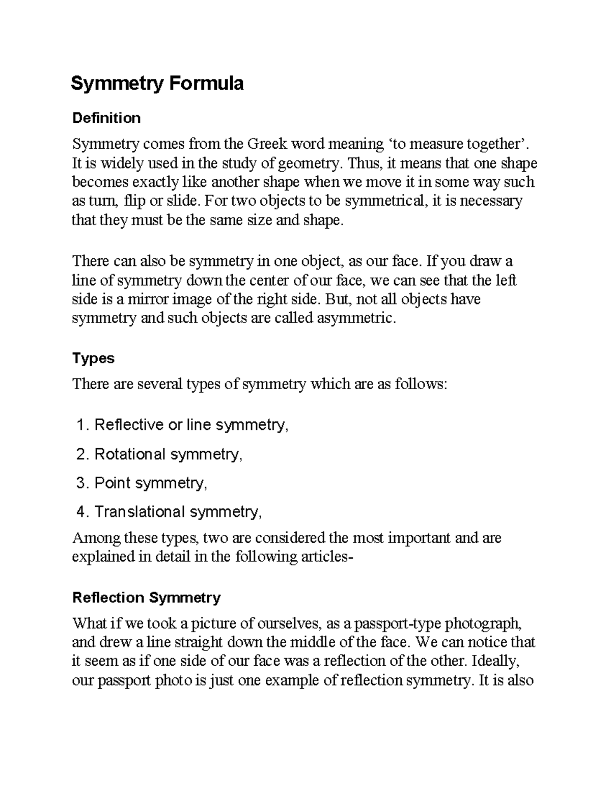 Symmetry Formula - Symmetry Formula Definition Symmetry comes from the ...
