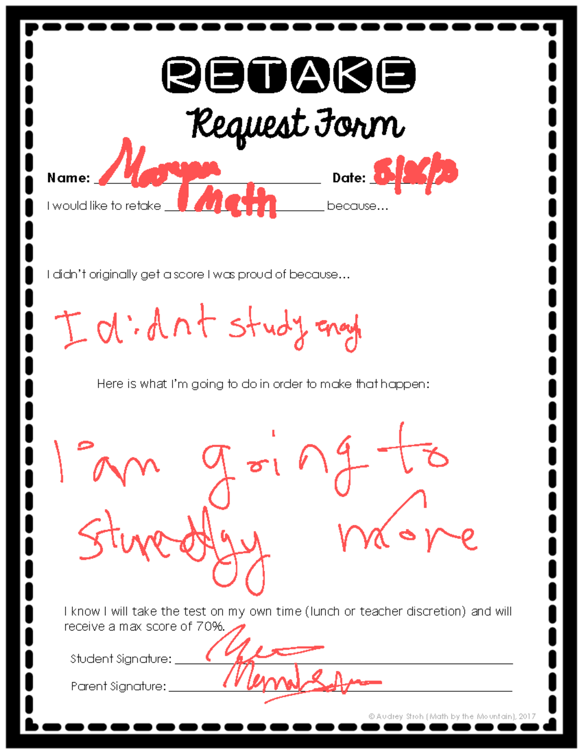 Retake Request Form copy - R E T A K E Request Form Name