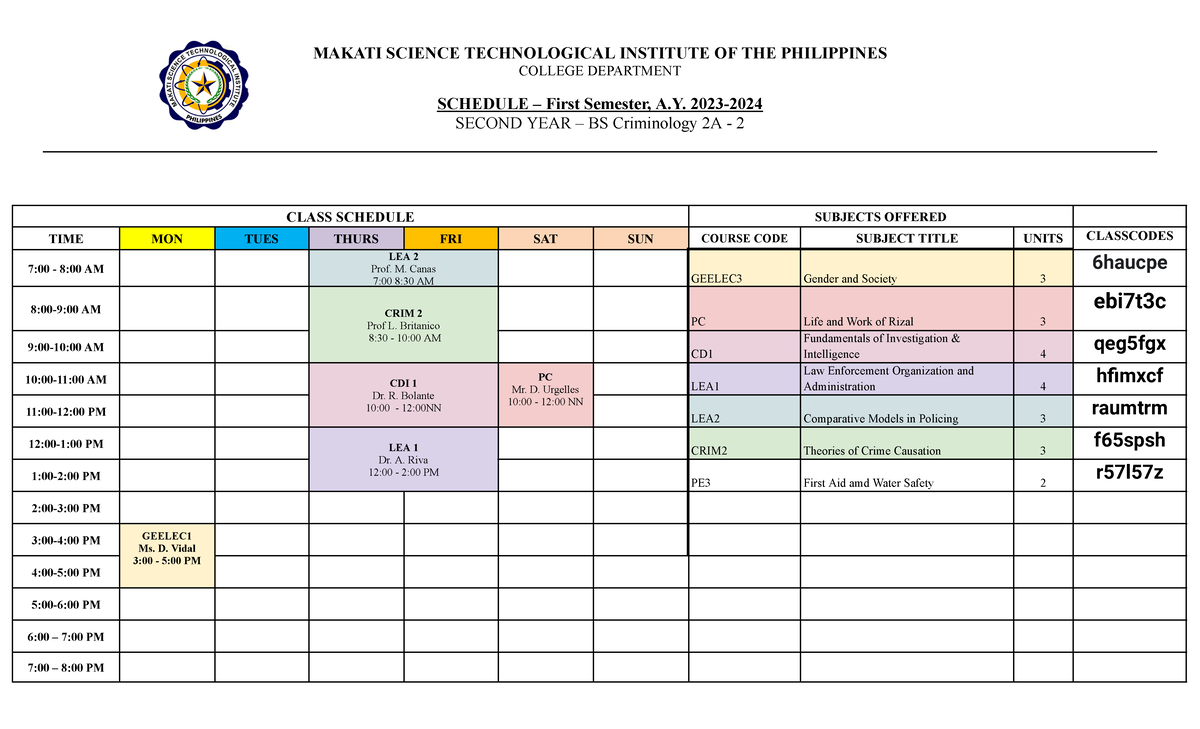 BS-CRIM-2A-2 - igjg,gjjgy - MAKATI SCIENCE TECHNOLOGICAL INSTITUTE OF ...