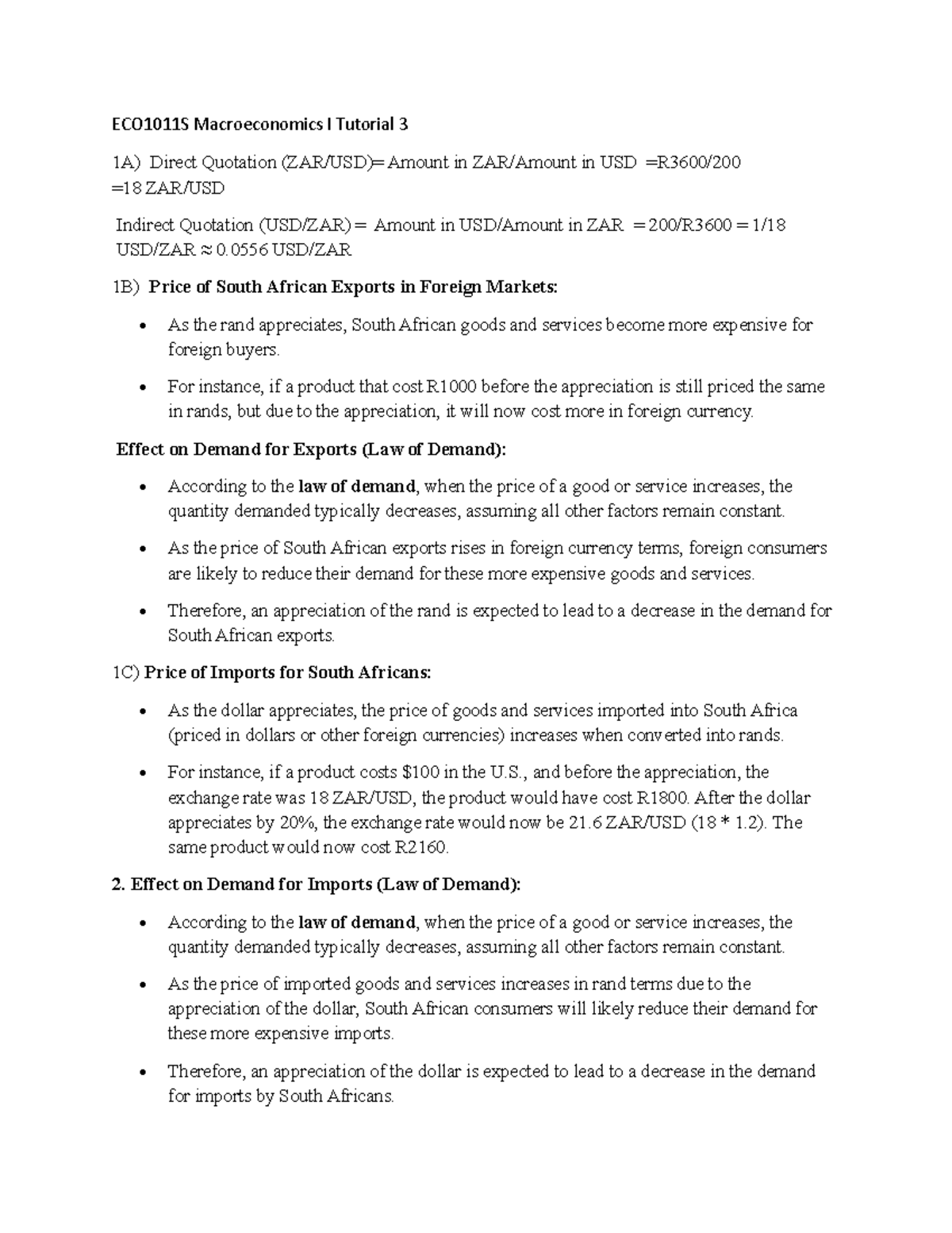 ECO1011S Macroeconomics I Tutorial 3 - For instance, if a product that ...