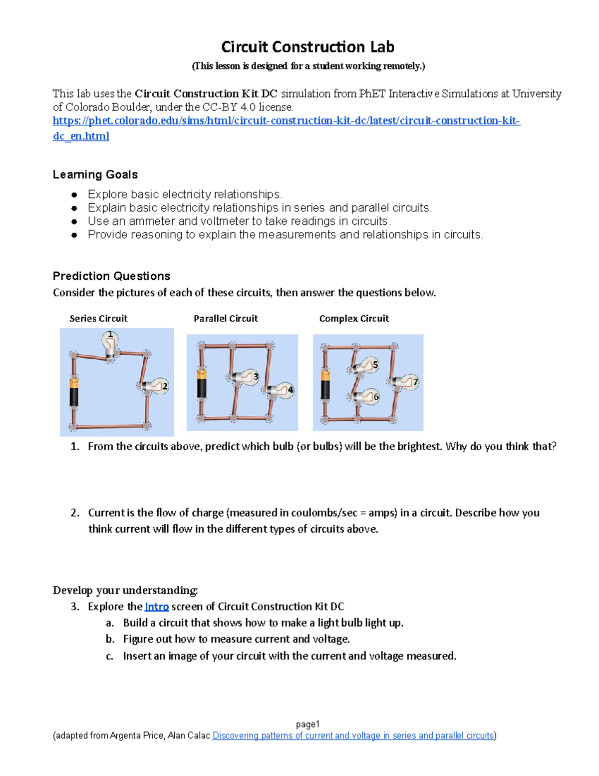 Circuit Construction Lab - Circuit Construction Lab (This lesson is ...