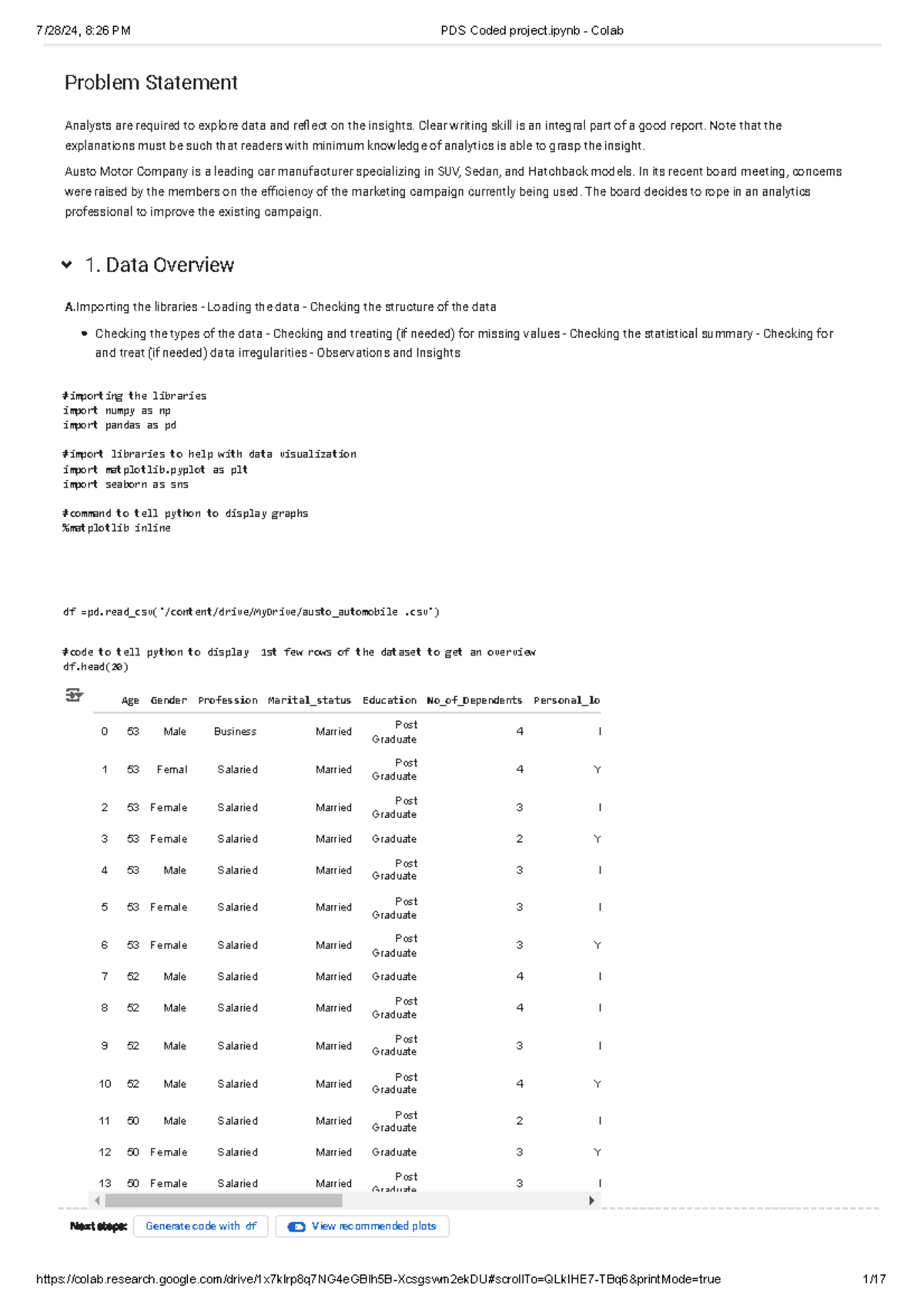 PDS Coded project.ipynb - Colab - Analysts are required to explore data and reect on the ...
