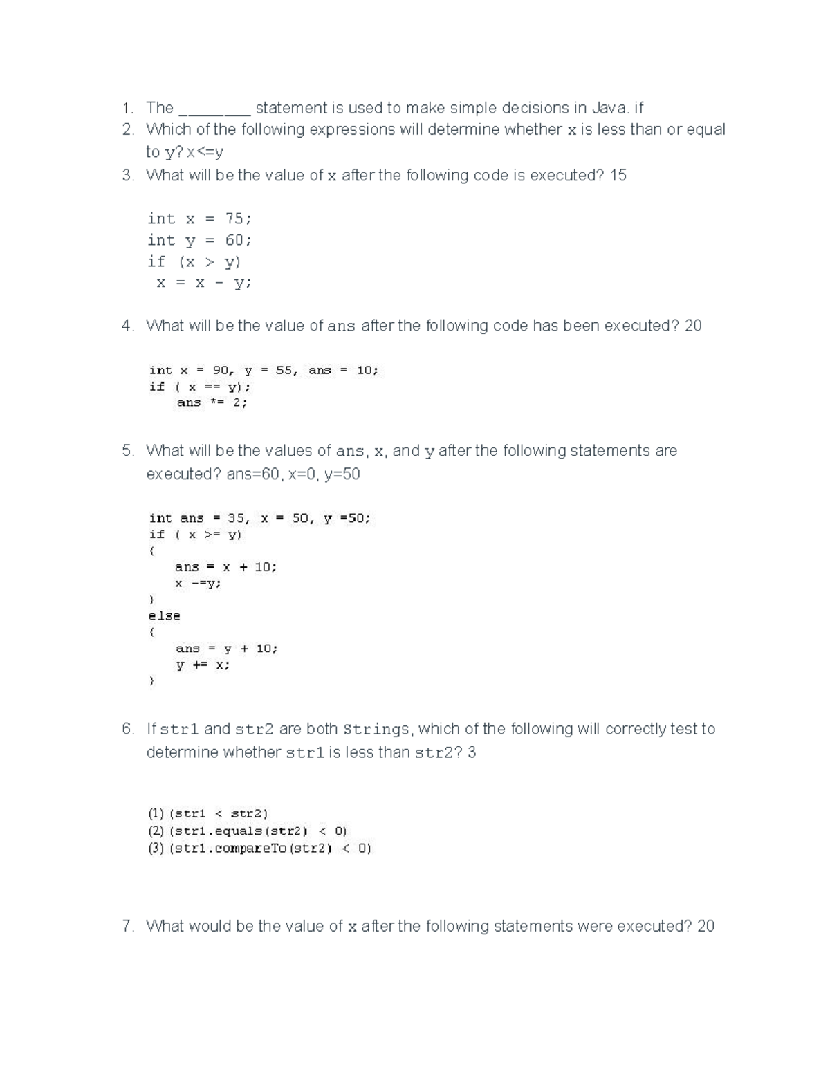 Quiz 3 - quiz 3 - The ________ statement is used to make simple ...