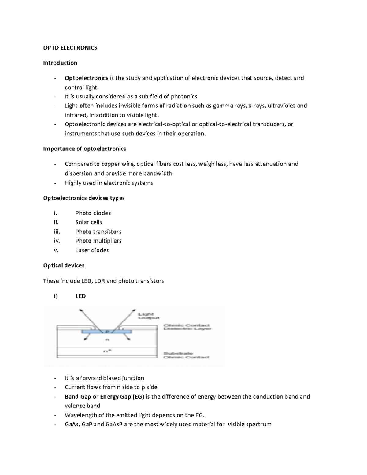 OPTO Electronics short notes - OPTO ELECTRONICS Introduction ...