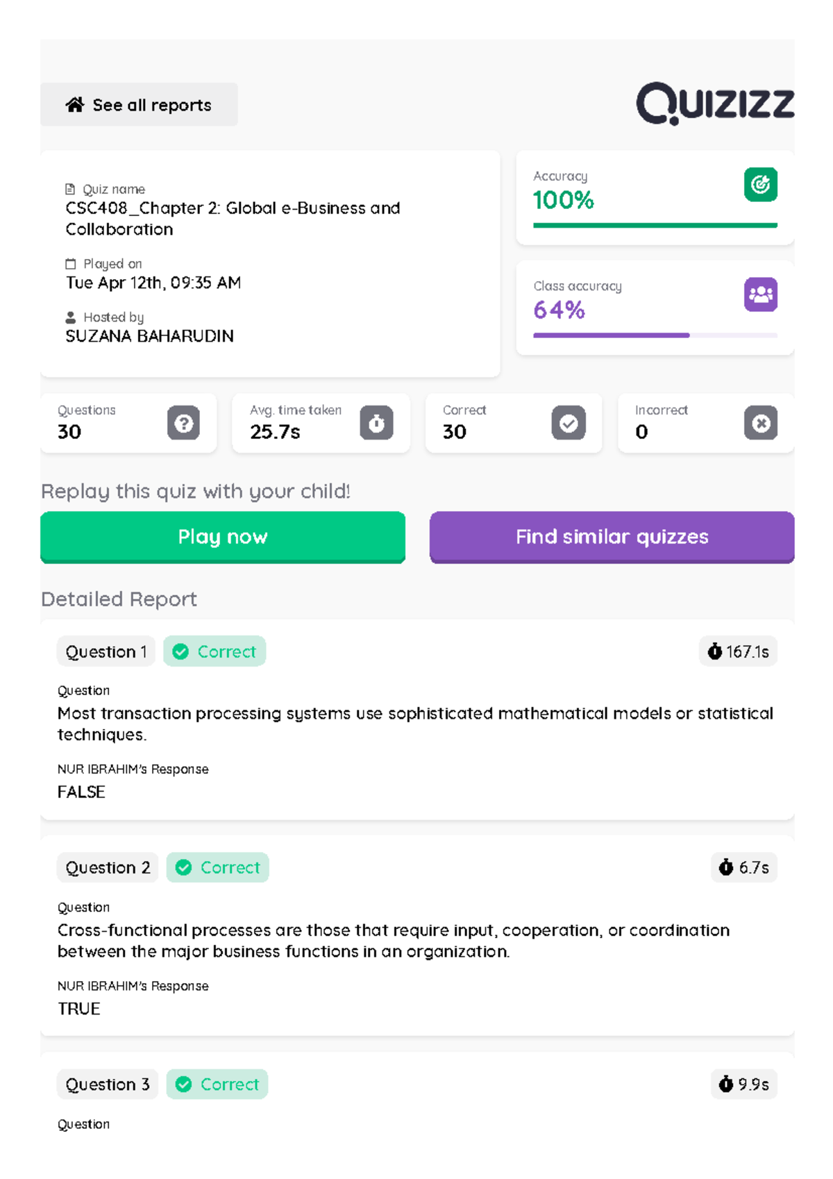 Quizizz Chapter 2 - See all reports CSC408_Chapter 2: Global e-Business ...
