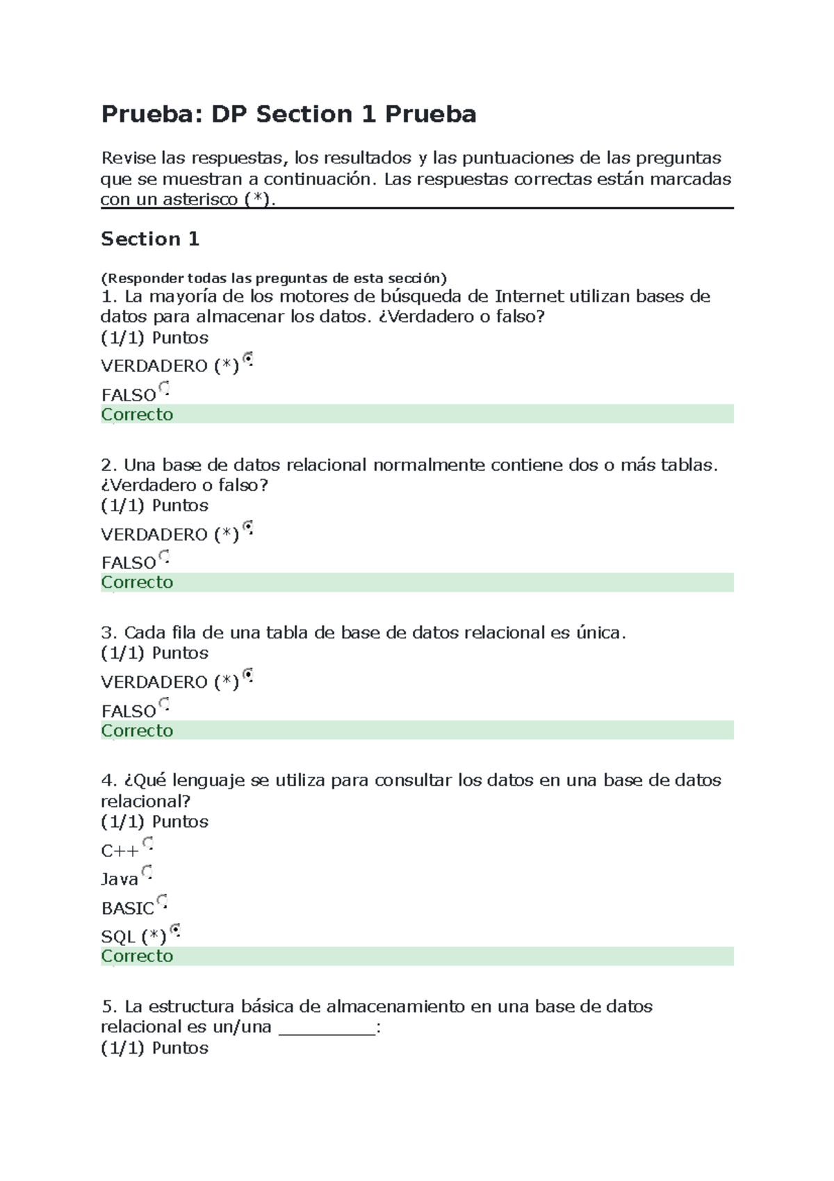 525125334-Prueba-1 - Respuestas de aacademia oracle - Prueba: DP Section 1 Prueba Revise las ...