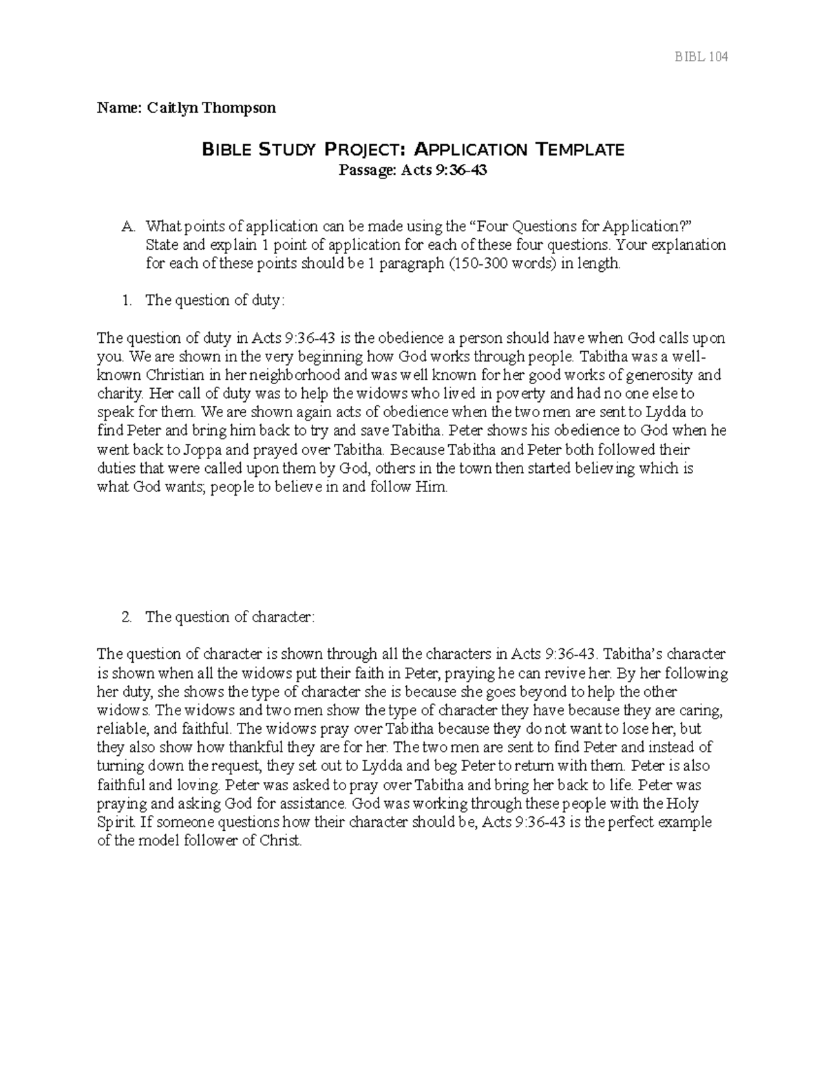 Bible Study Project Application Template - BIBL 104 Name: Caitlyn ...