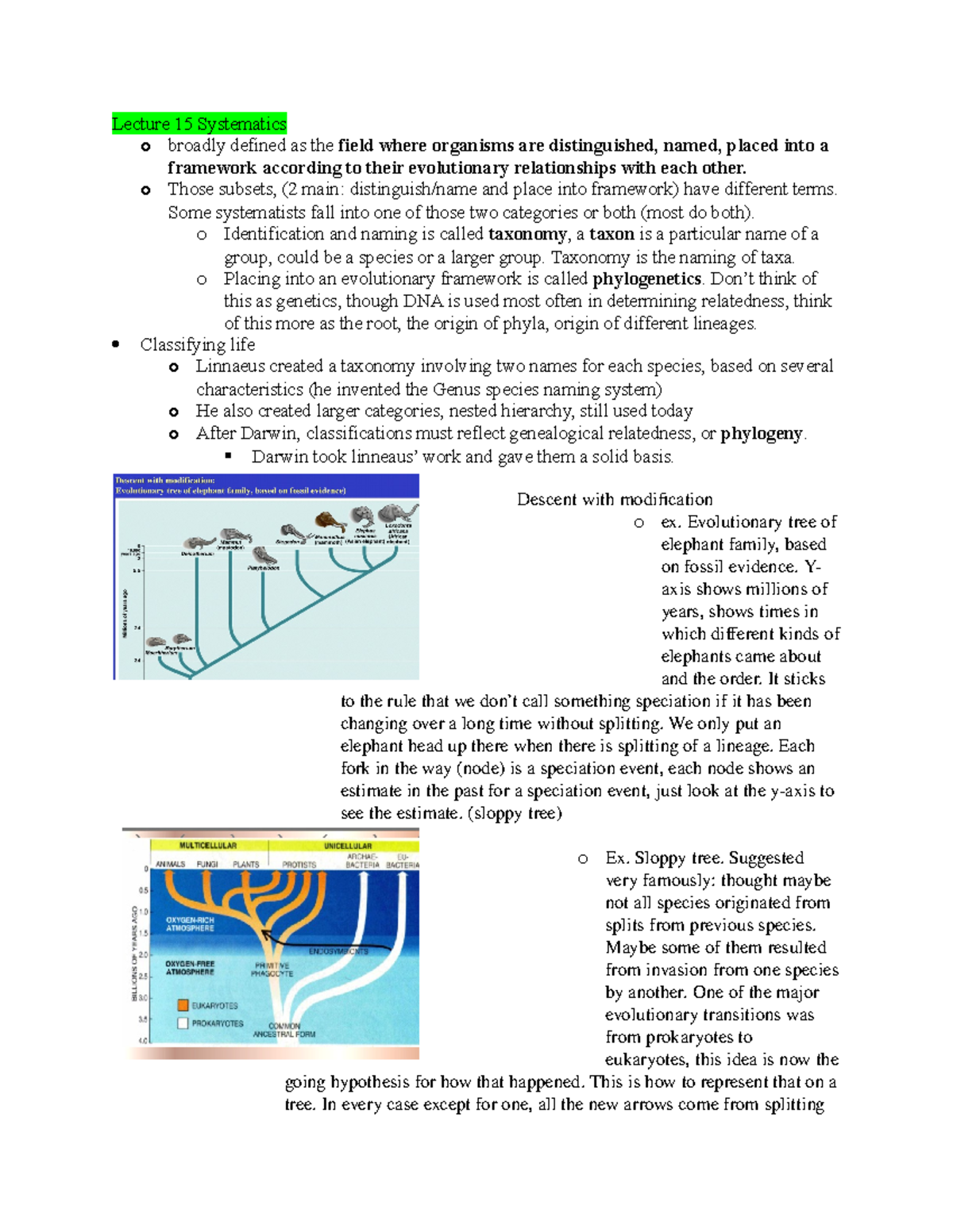 Lecture 15 Systematics - Lecture 15 Systematics o broadly defined as ...