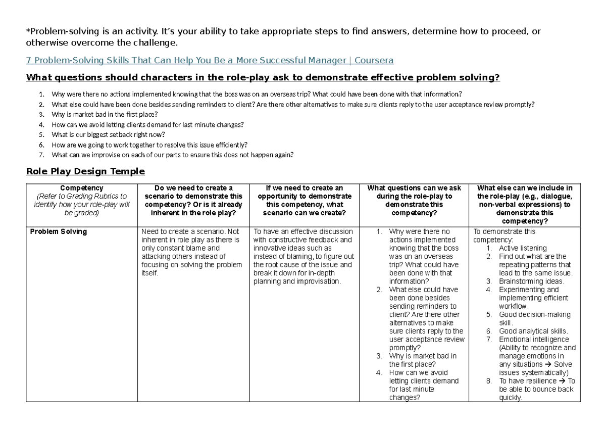 NCO113 L2 Notes - *Problem-solving is an activity. It’s your ability to ...