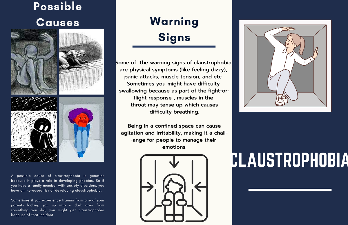 Claustrophobia - CLAUSTROPHOBIA Some of the warning signs of claustrophobia are physical ...