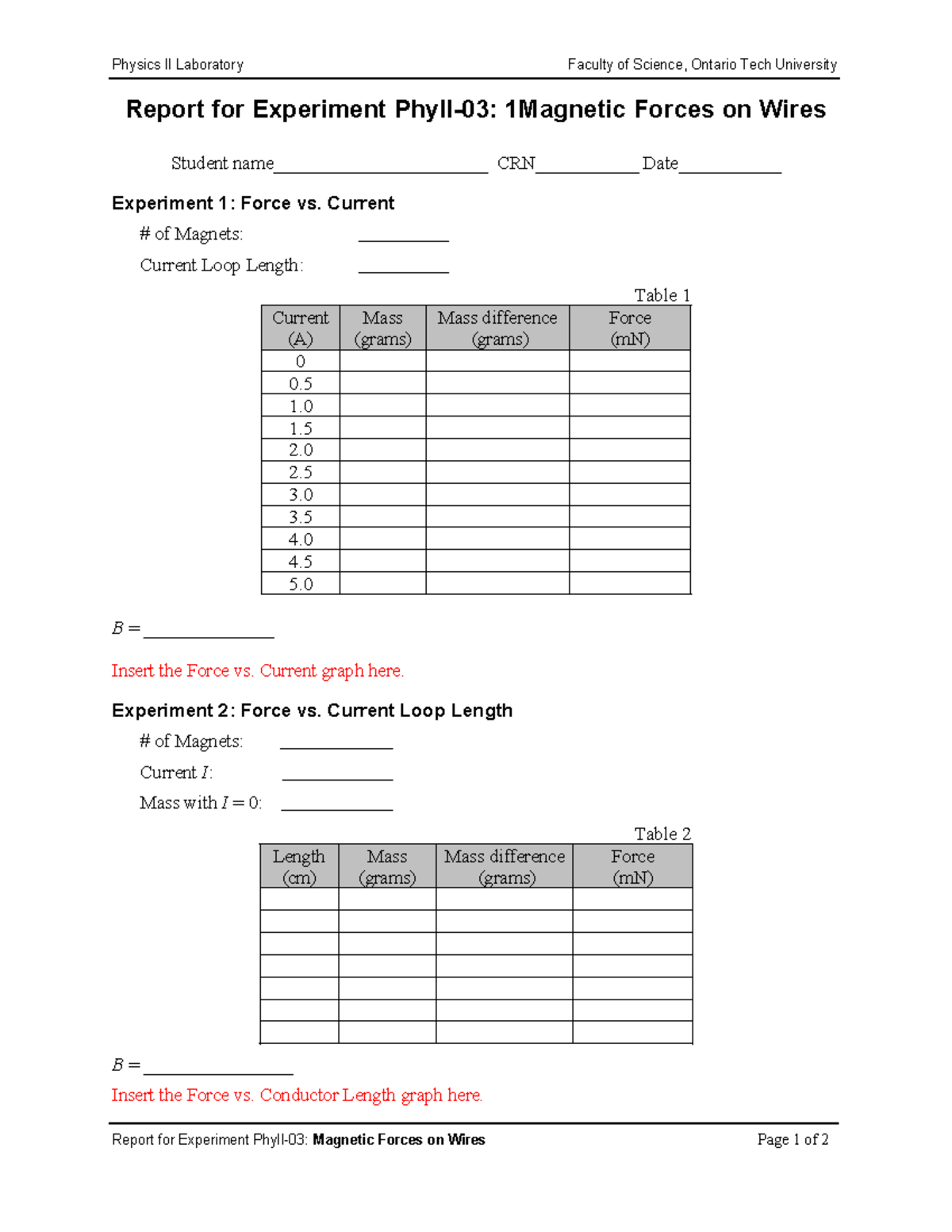 Report Magnetic Forces - Physics II Laboratory Faculty of Science ...
