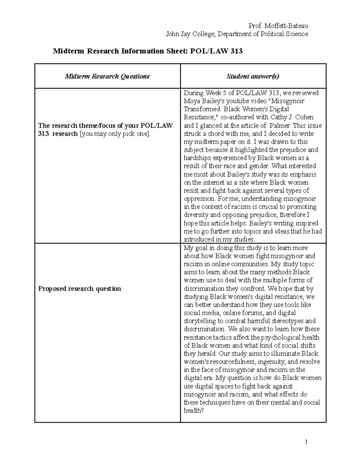 POL313-Midterm Research Info Sheet - Prof. Moffett-Bateau John Jay ...