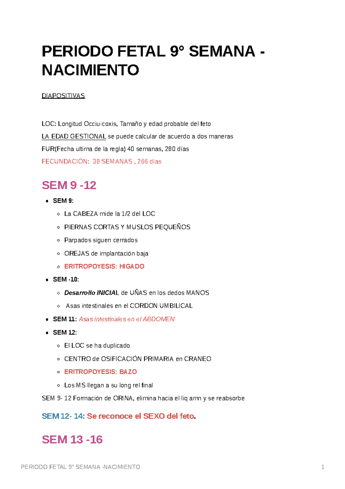 Periodo Fetal 9 Semana - Nacimiento - PERIODO FETAL 9° SEMANA ...