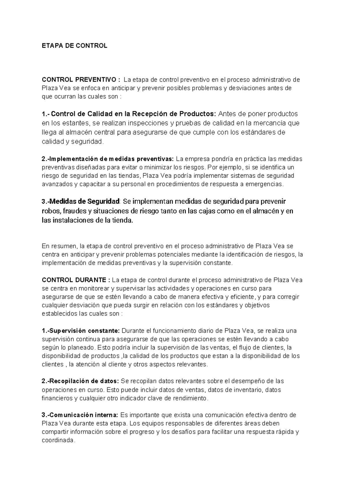 Etapa DE Control mejorado xd - ETAPA DE CONTROL CONTROL PREVENTIVO : La ...