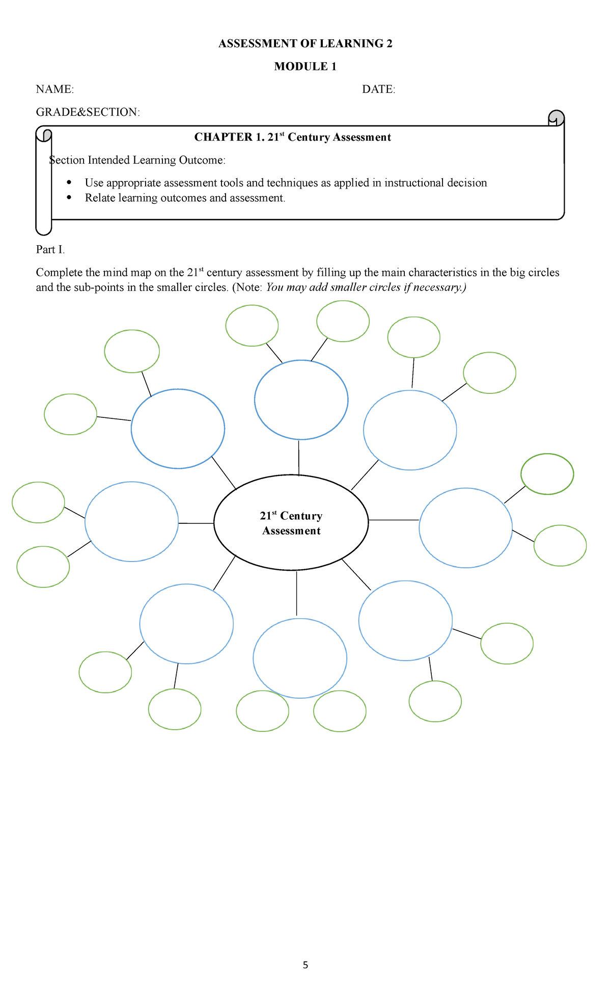 Assessment OF Learning 2 - ASSESSMENT OF LEARNING 2 MODULE 1 NAME: DATE ...
