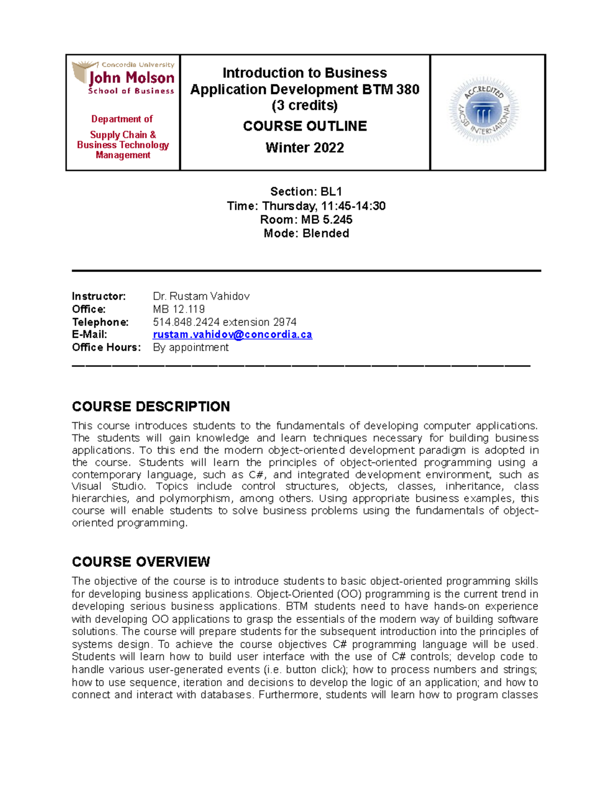 BTM 380 Course Outline - Department of Supply Chain & Business ...