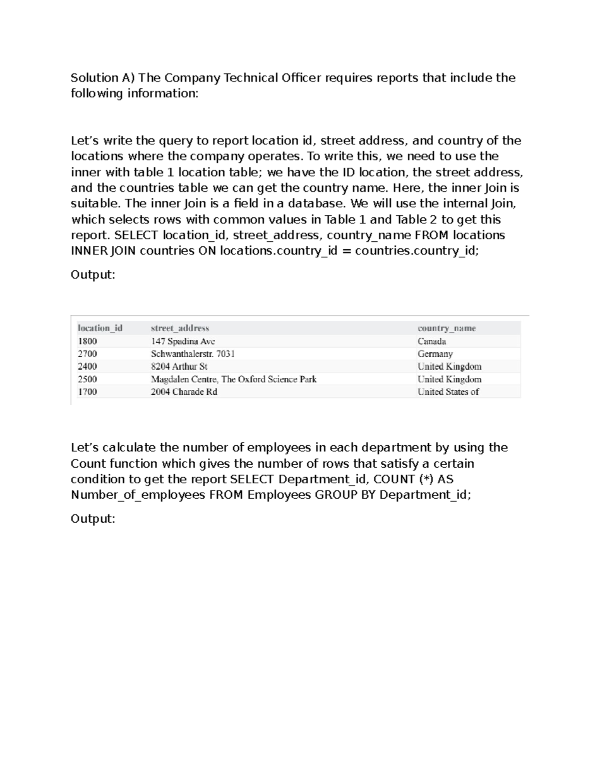 Unit 6 - database journal - Solution A) The Company Technical Officer ...