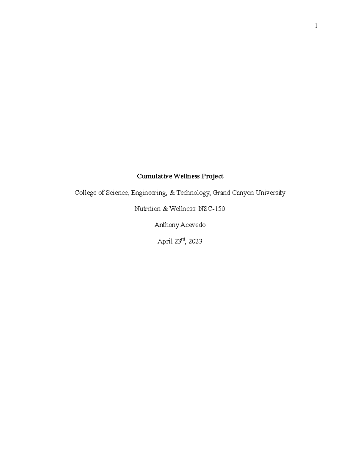 Cumulative Wellness Project - Cumulative Wellness Project College of ...
