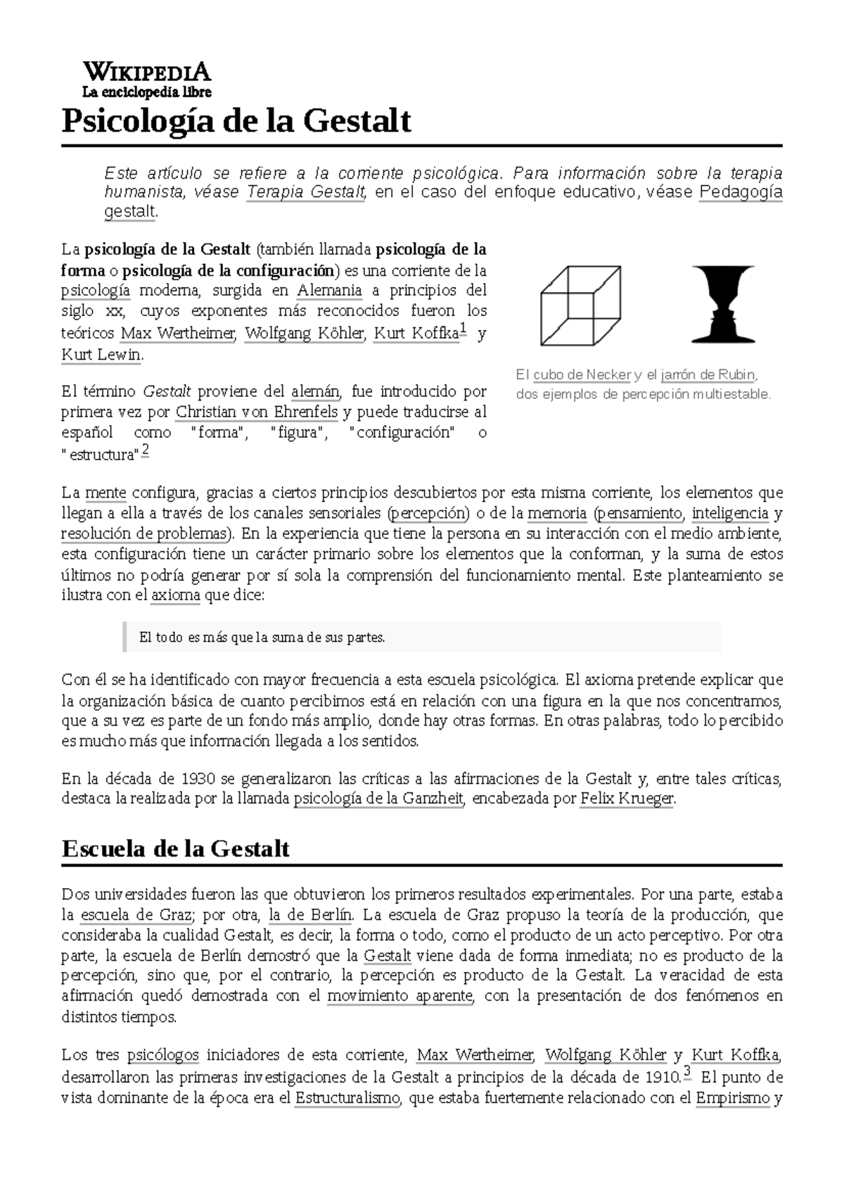 Psicología de la Gestalt - El cubo de Necker y el jarrón de Rubin, dos ...