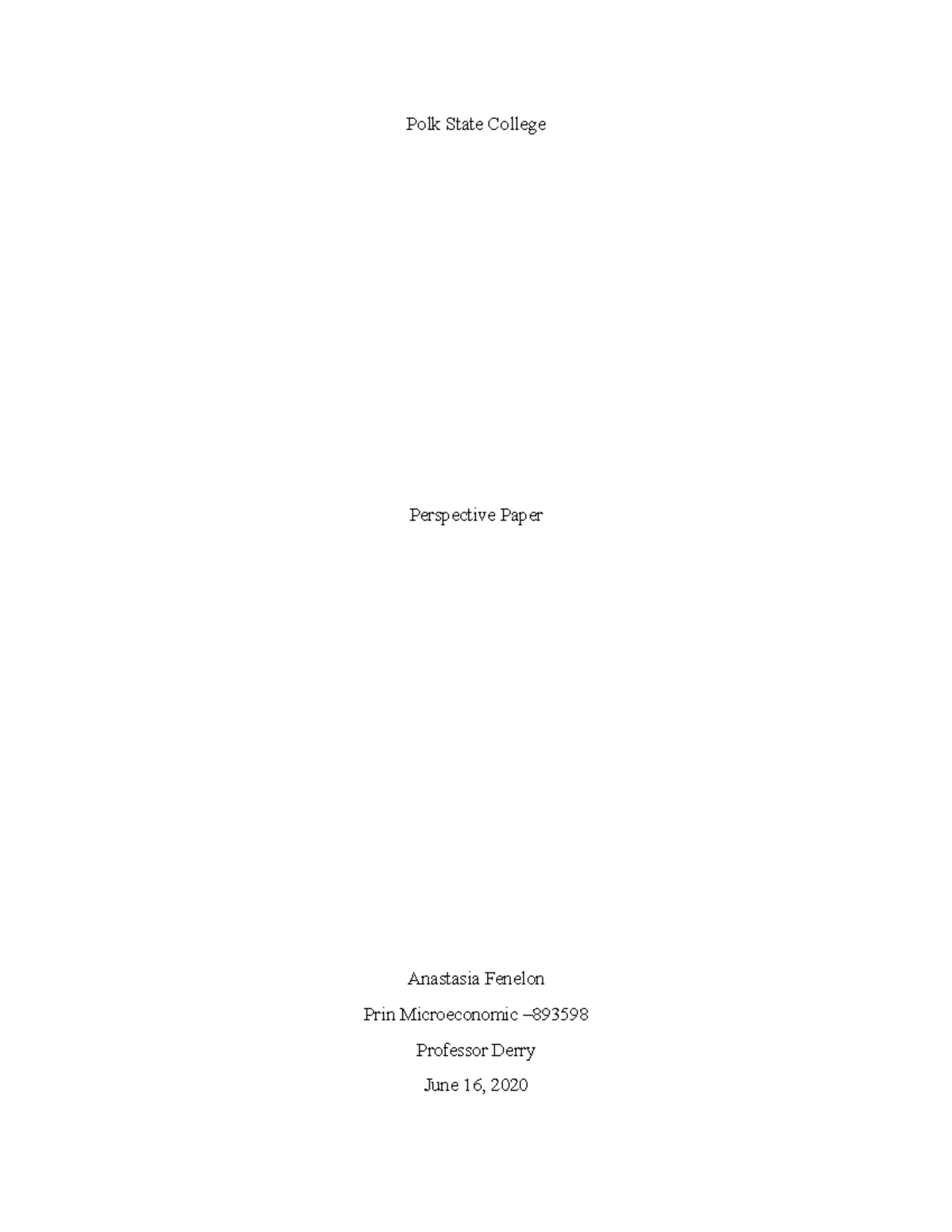 Fenelon Prespective Paper - Polk State College Perspective Paper ...