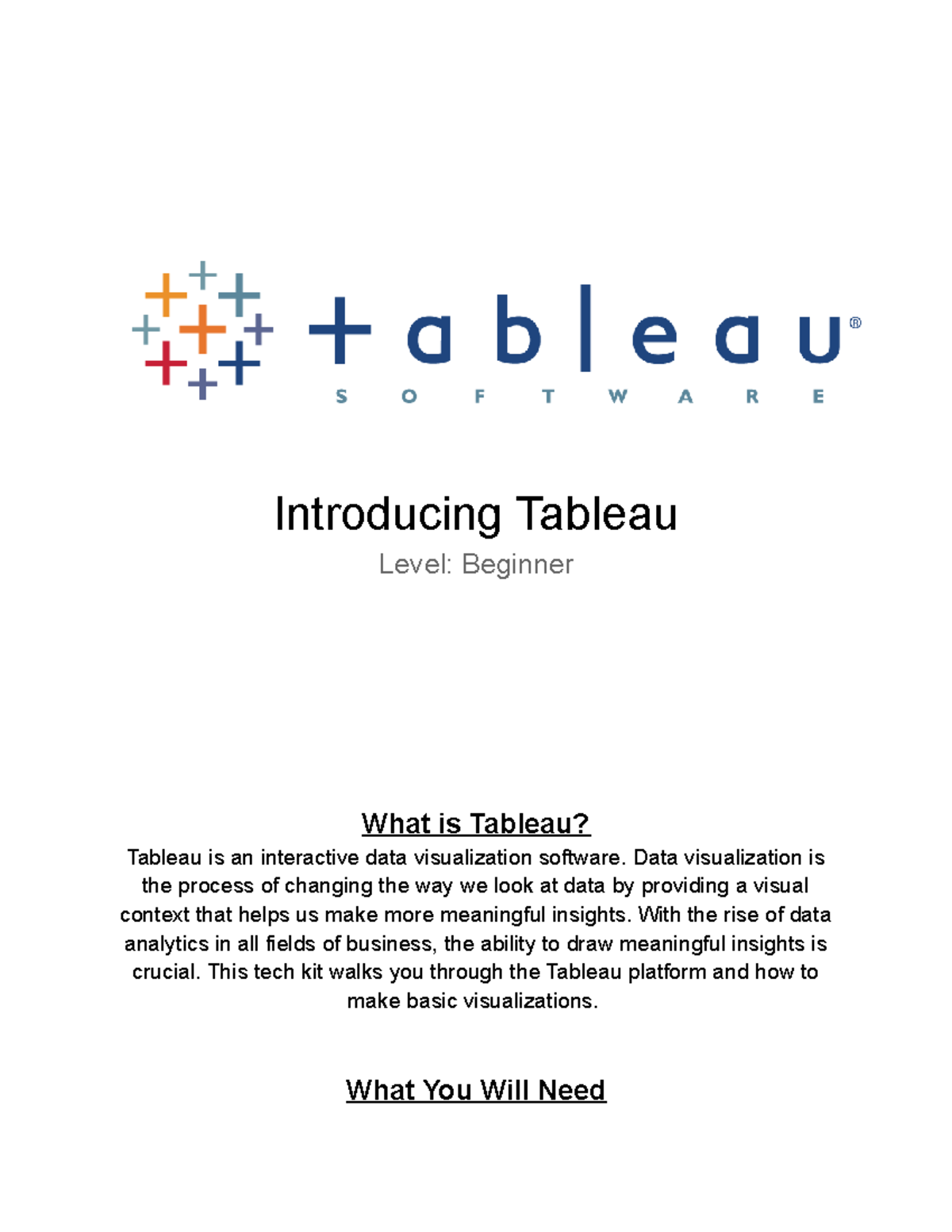 Beg- (Virtual) Introducing Tableau - Introducing Tableau Level ...