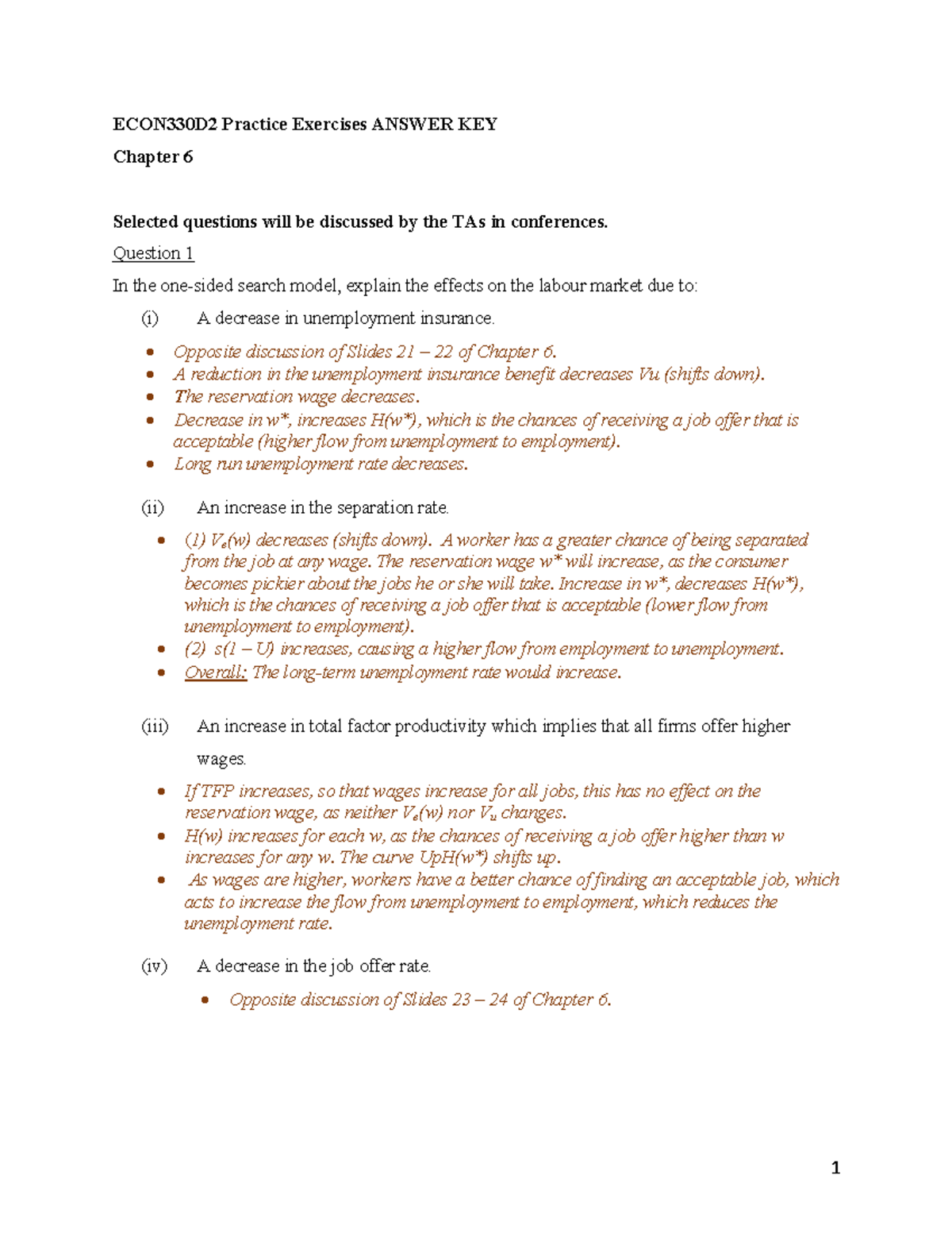 Answer Key - Chapter 6 - practice problems - 1 ECON330D2 Practice ...