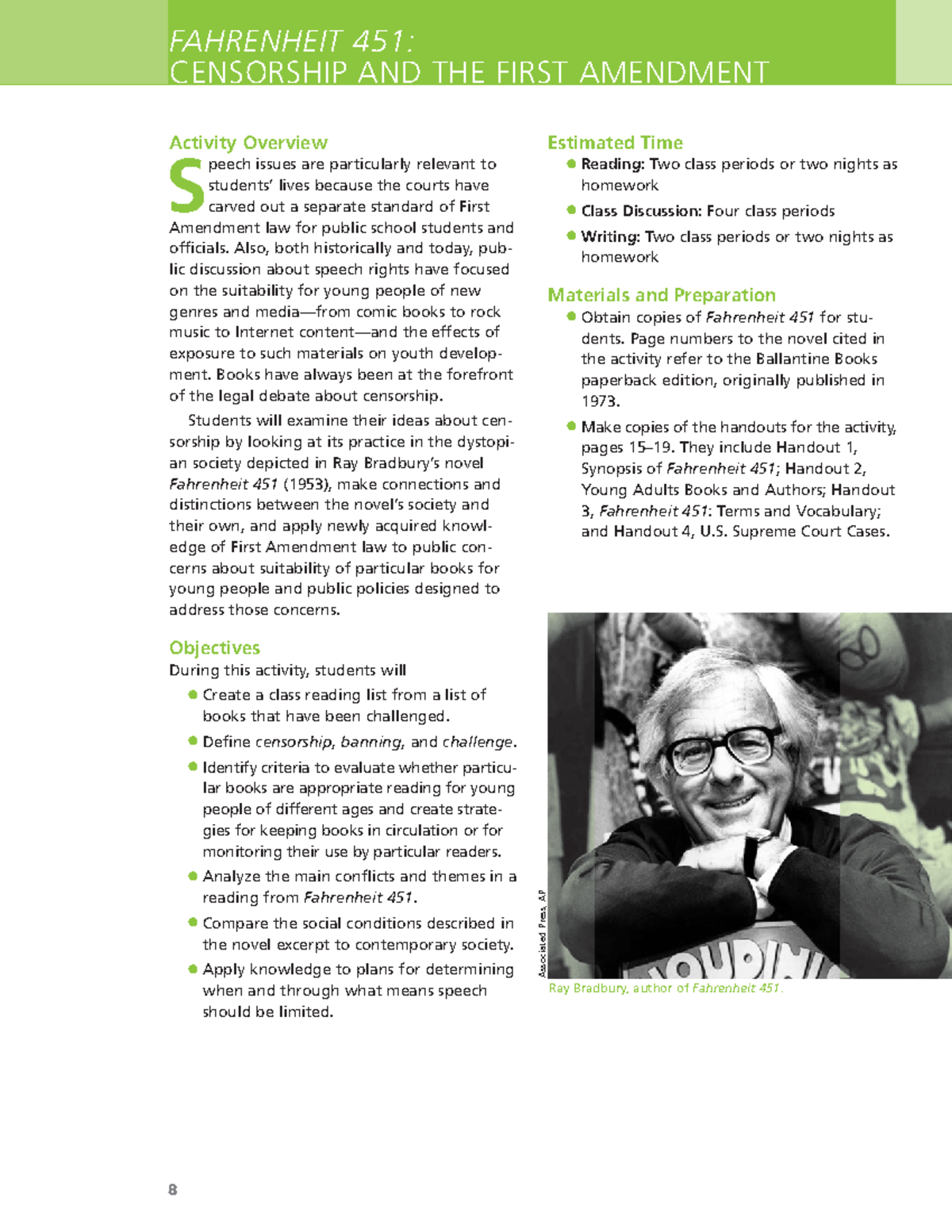 Fahrenheit 451Book Study-1 - CENSORSHIP AND THE FIRST AMENDMENT ...