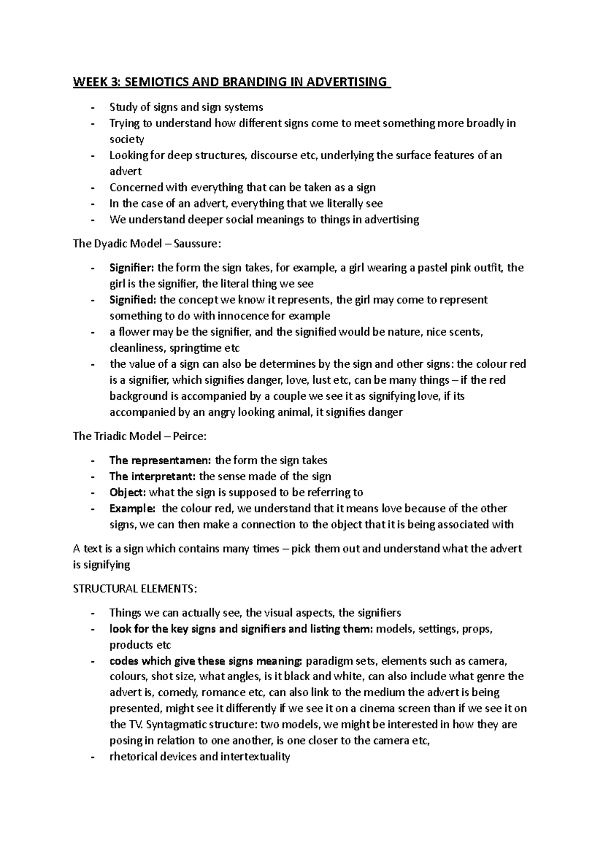 Lecture 3 - semiotics in advertising - WEEK 3: SEMIOTICS AND BRANDING ...
