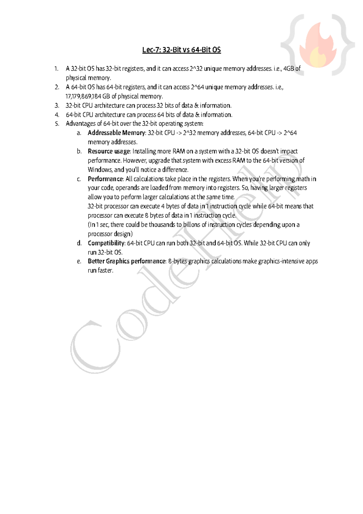 Lec-7Notes - tthv - Lec-7: 32-Bit vs 64-Bit OS A 32-bit OS has 32-bit ...