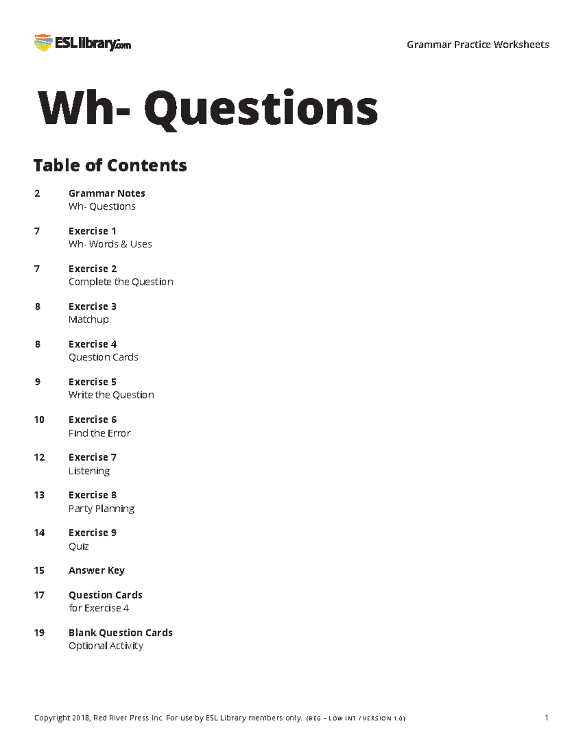 88 Wh-Questions Can - Inglés - Grammar Practice Worksheets Wh ...