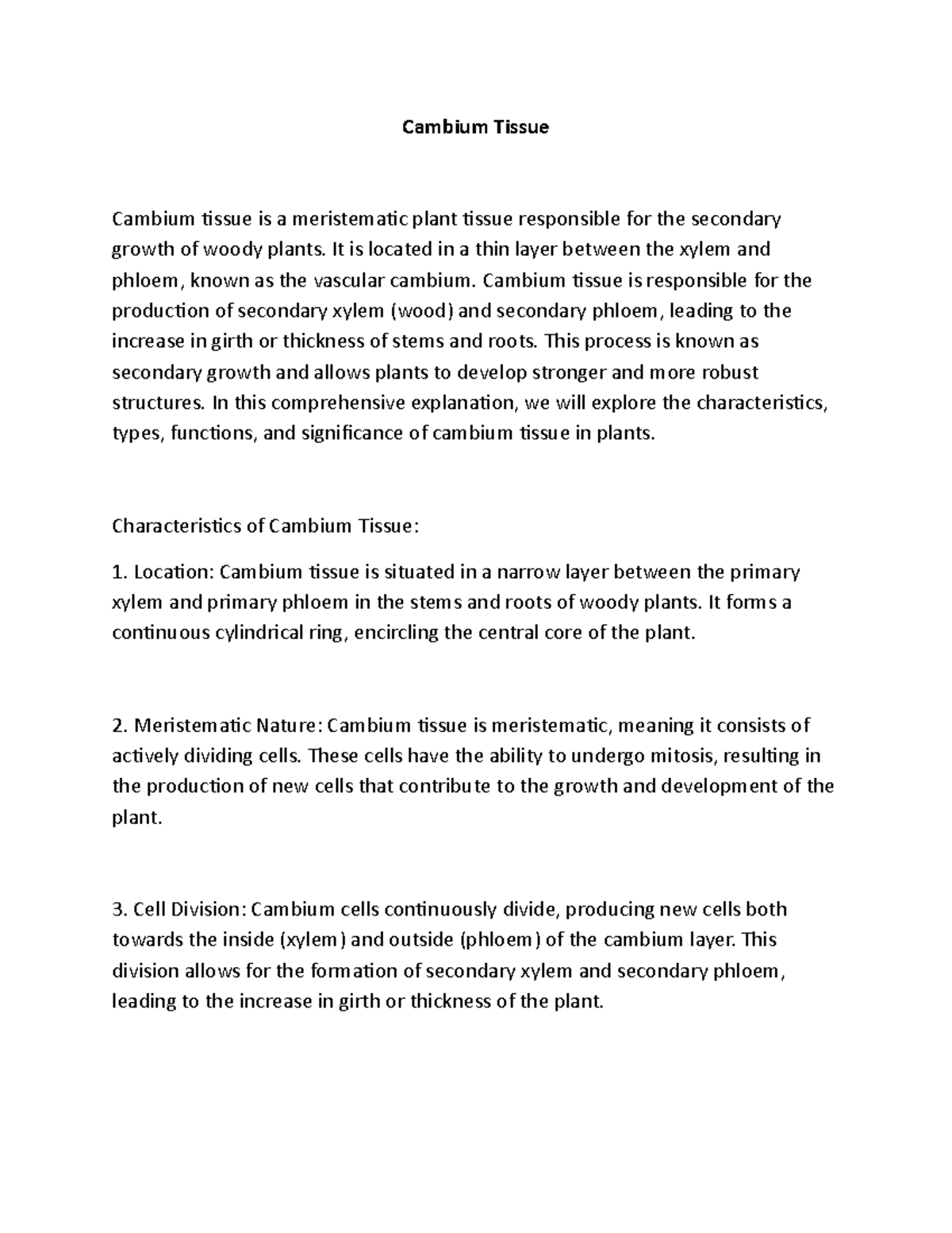 Cambium Tissue - learning - Cambium Tissue Cambium tissue is a ...