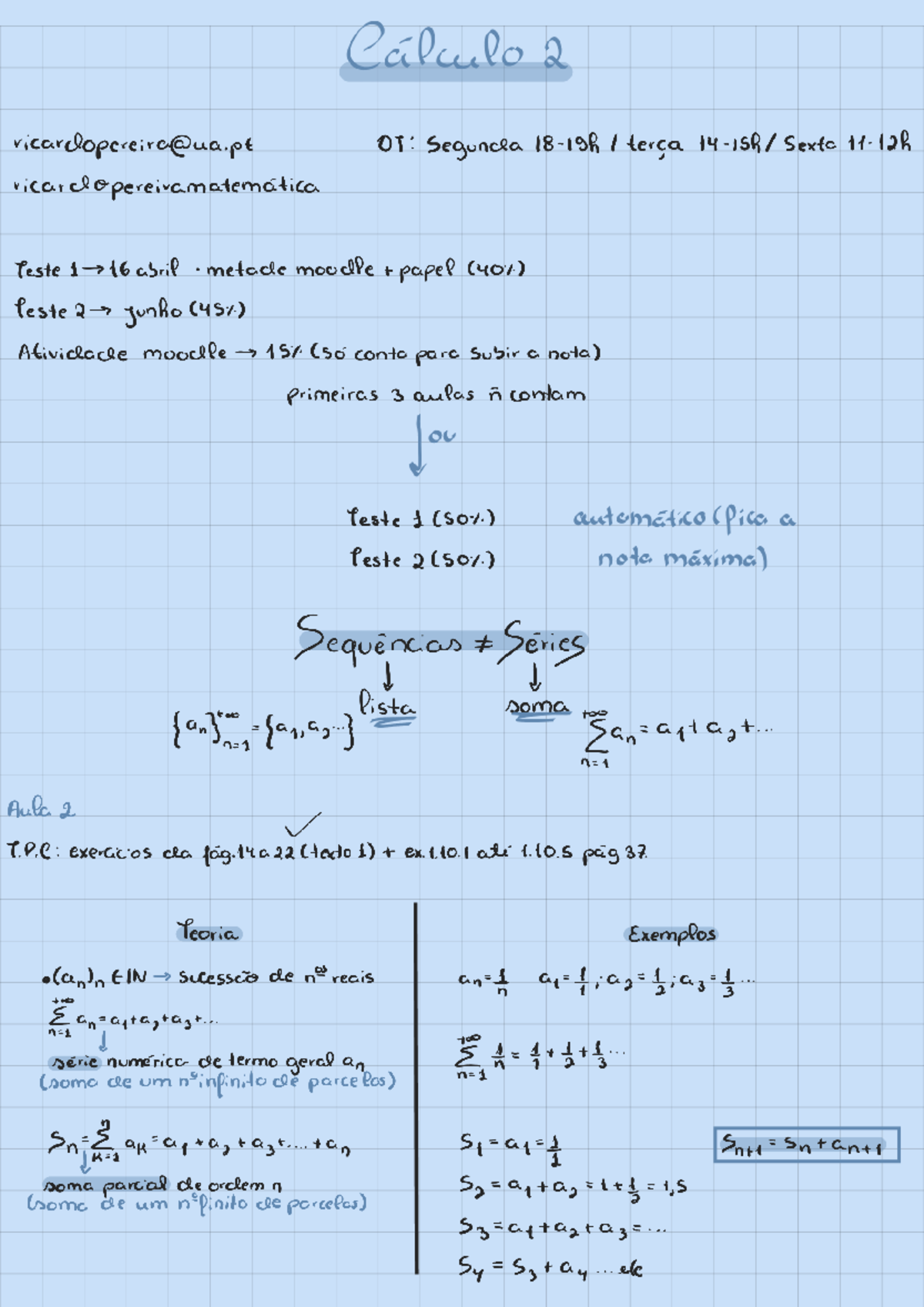 Resumos Aulas Teste 1 - Cálculo II - Studocu