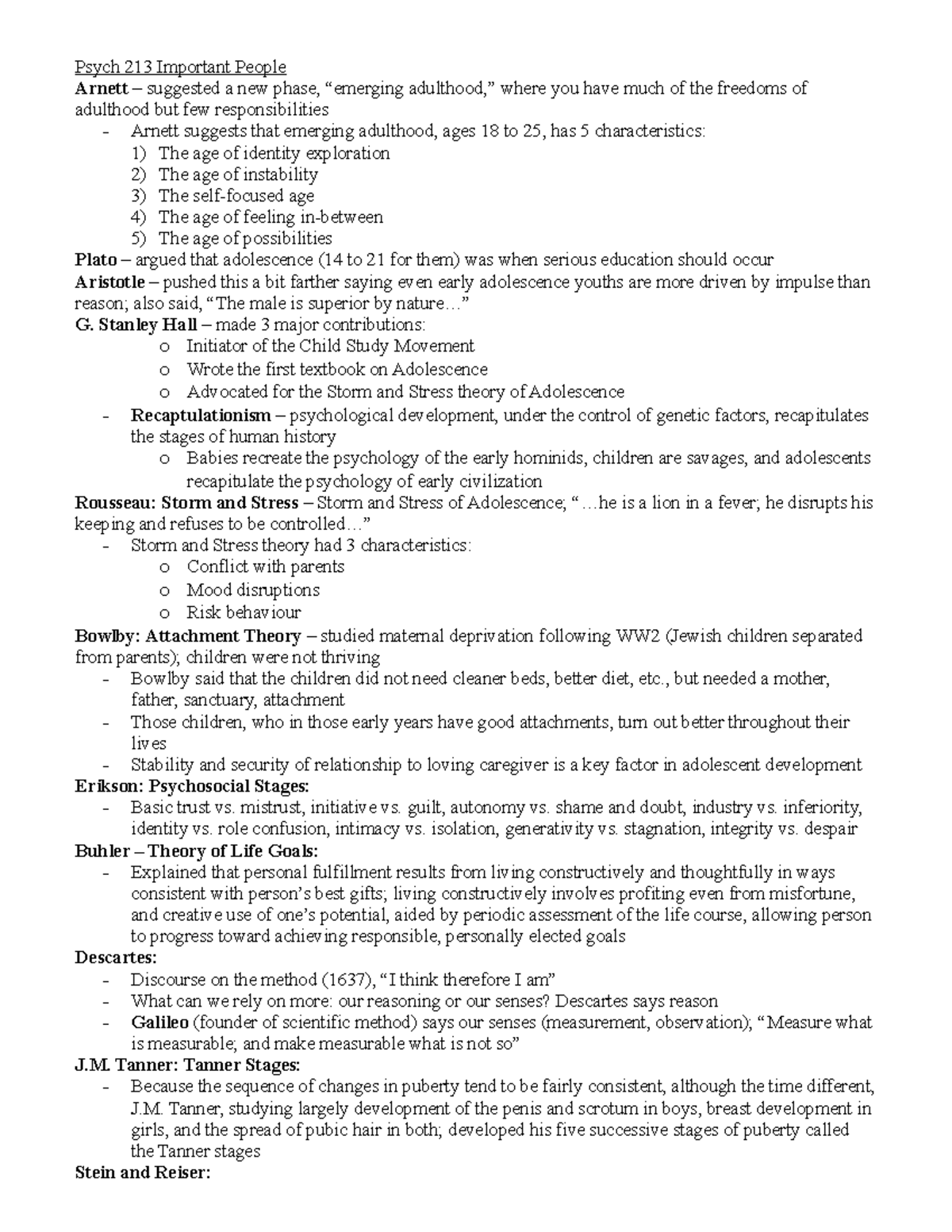 Important people - Stanley Hall made 3 major contributions: o Initiator ...
