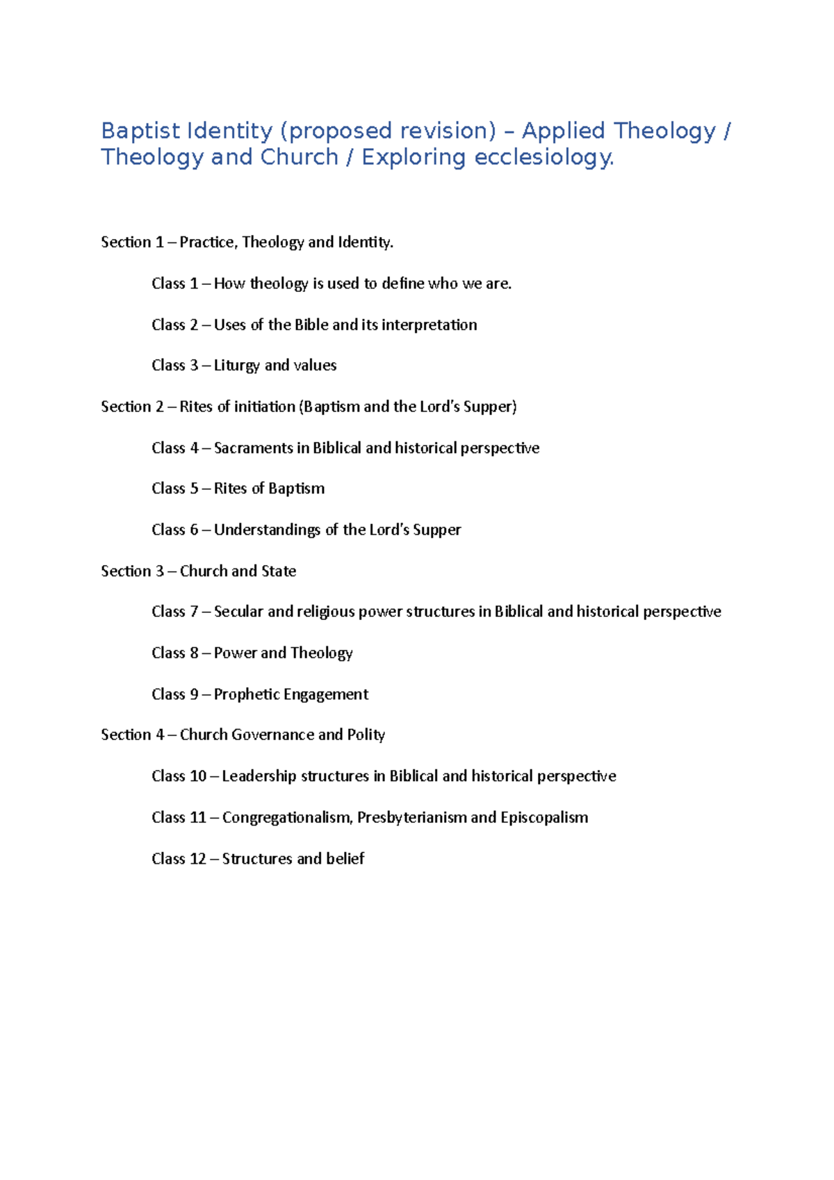 Baptist Identity - revision - Baptist Identity (proposed revision ...