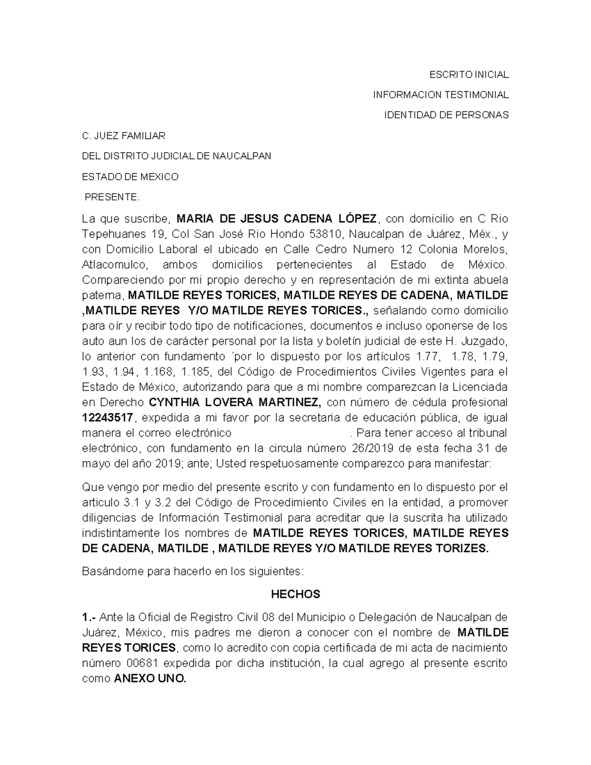 Jucio DE Iendtidad - se llevo acabo juicio de identidad de una finada ...