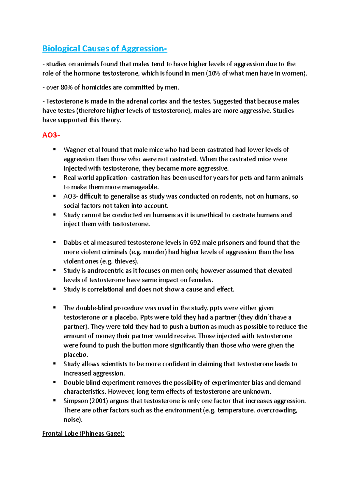 Biological Causes of Aggression - Biological Causes of Aggression ...