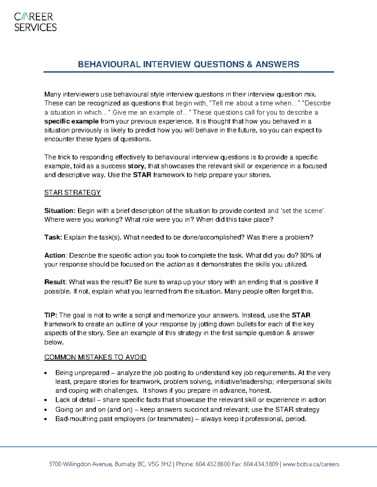 Behavioral Interview Questions and Answers mar9 - BEHAVIOURAL INTERVIEW ...